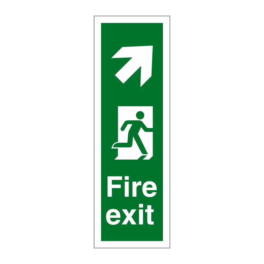 Fire exit arrow up right sign | British Safety Signs