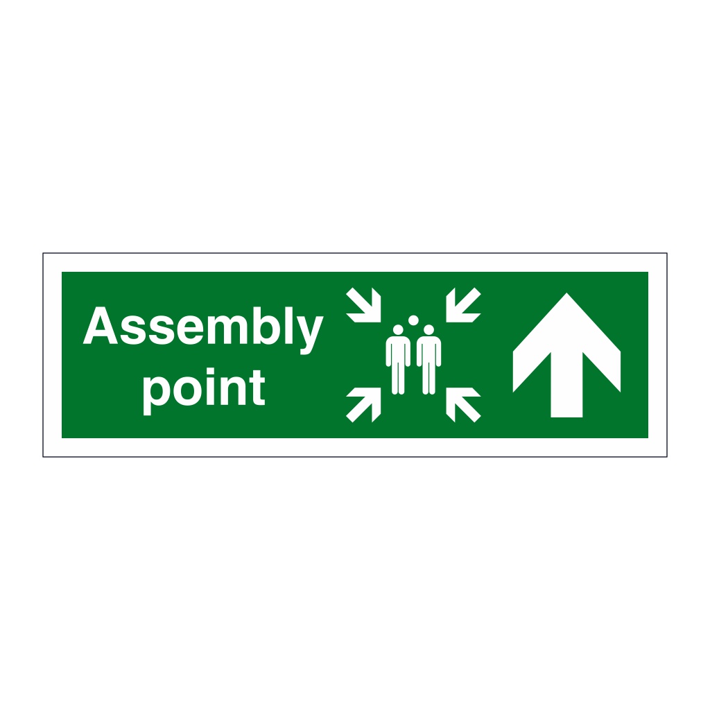 Assembly Point Arrow Up sign | by British Safety Signs