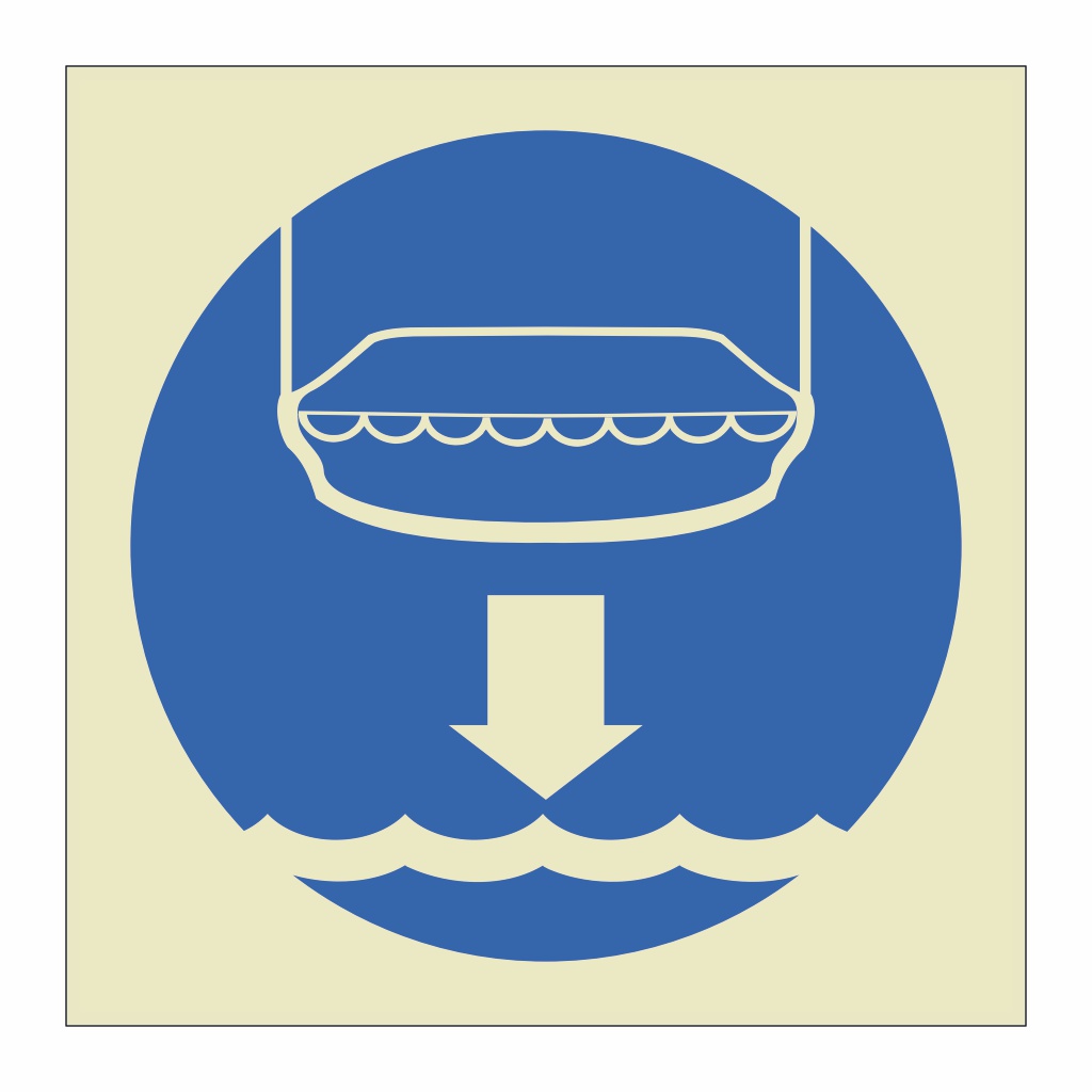 Lower lifeboat to the water symbol (Marine Sign) | British Safety Signs
