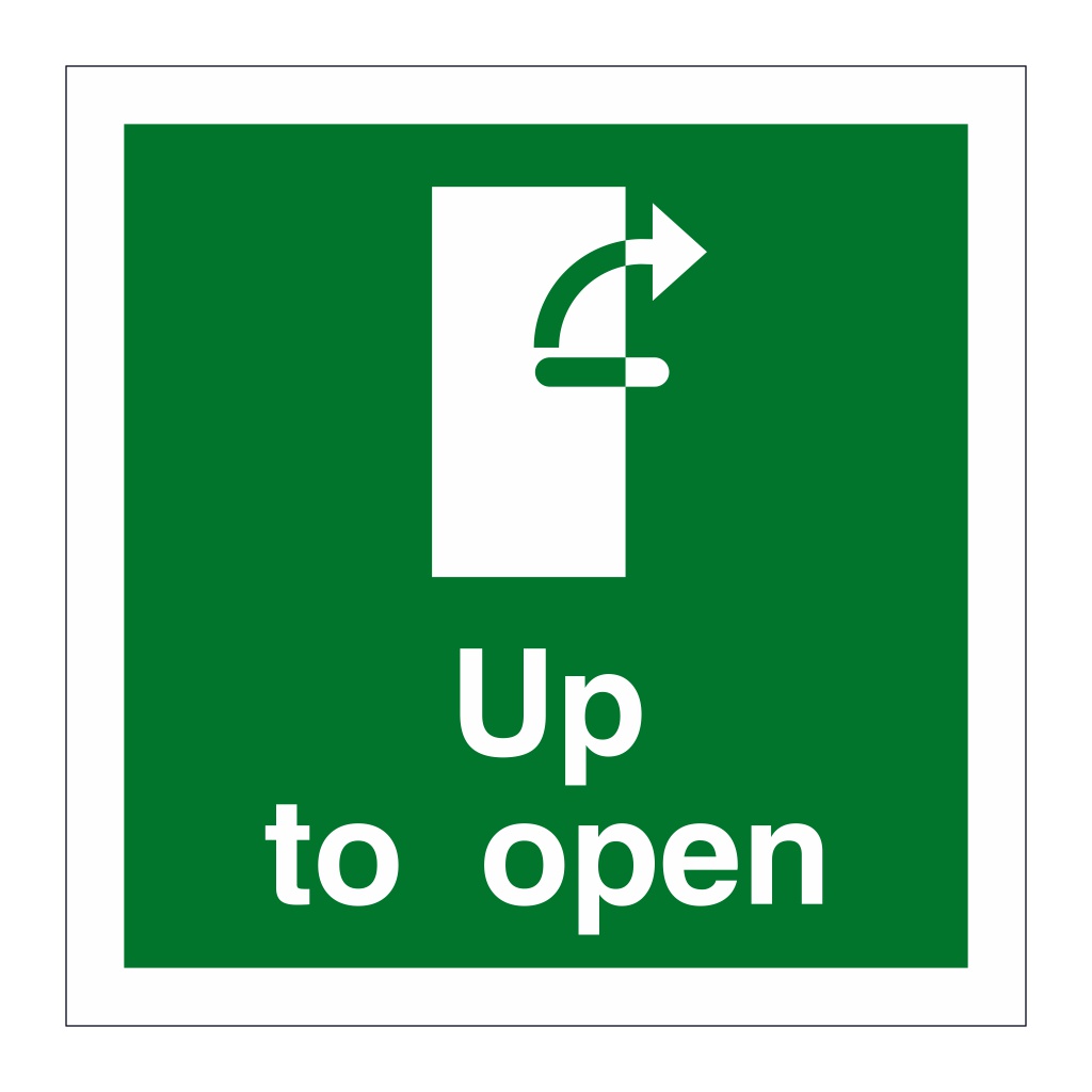 Handle Up Clockwise to Open Door sign | by British Safety Signs