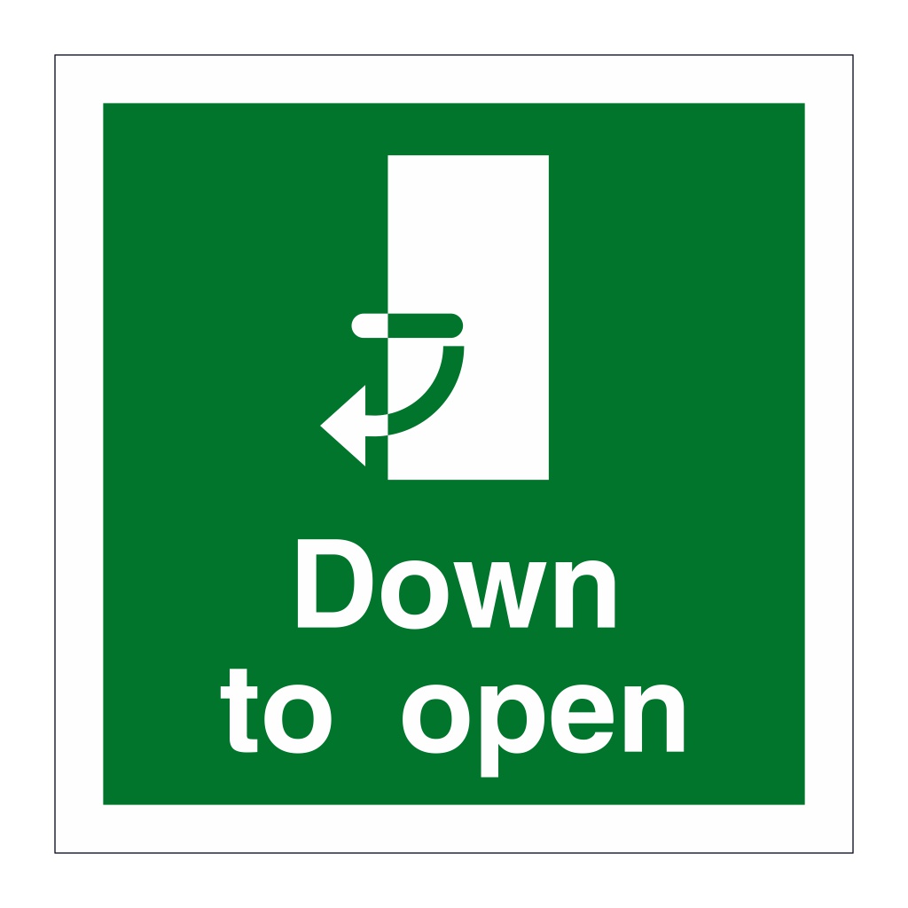 Handle Down Clockwise to Open Door sign | British Safety Signs