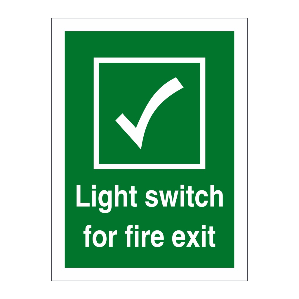 Light switch for fire exit sign | Manufacrured by British Safety Signs