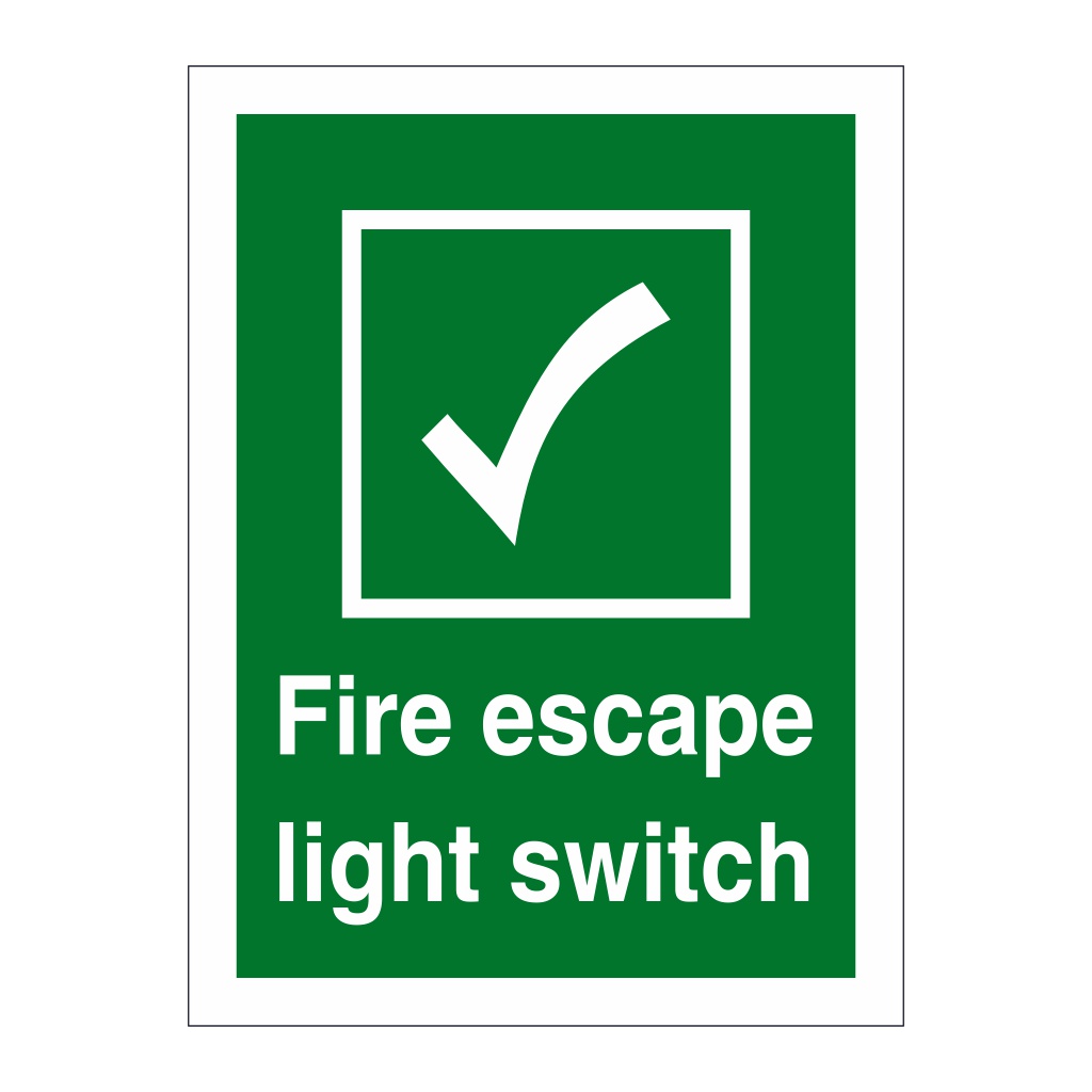 Fire escape light switch sign | Manufactured by British Safety Signs