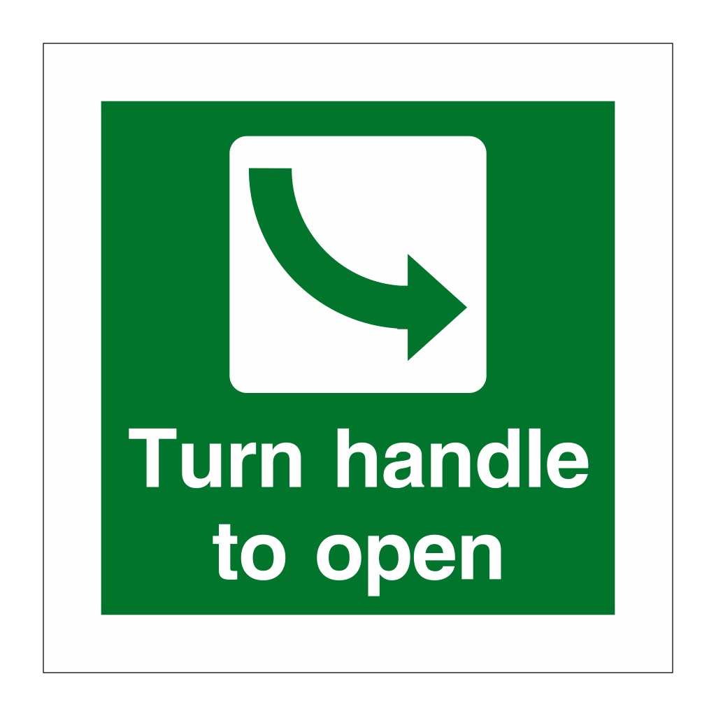 Turn Handle to Open Anti-Clockwise sign | British Safety Signs