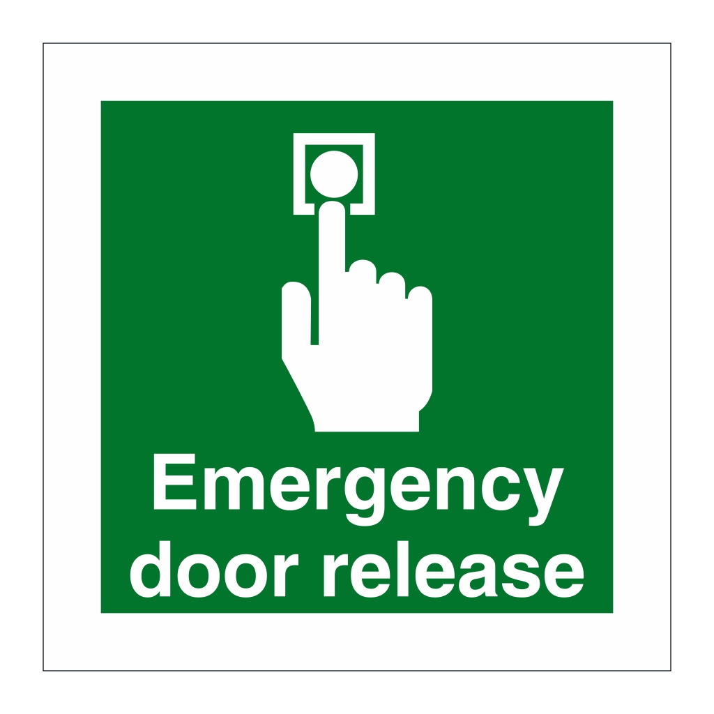 Emergency Door Release sign | Manufactured by British Safety Signs