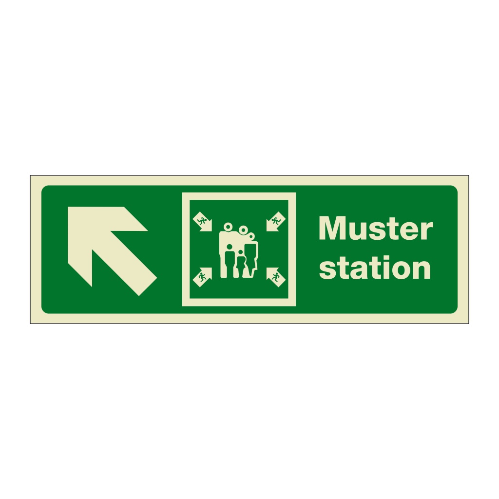 Muster Station with Up Left Directional Arrow (Marine Sign) | British ...