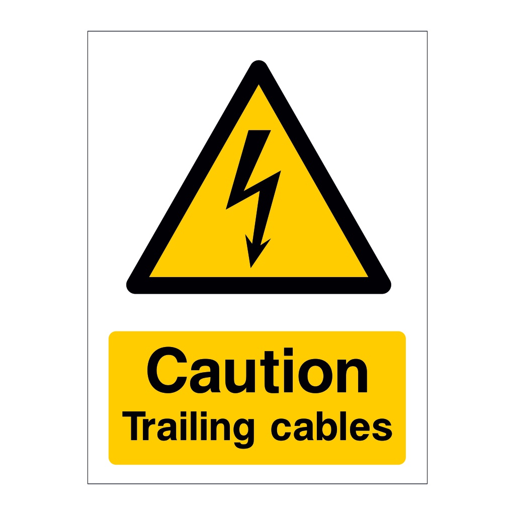 Caution Trailing cables sign | British Safety Signs