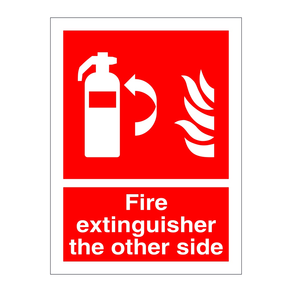 Fire extinguisher the other side sign | British Safety Signs