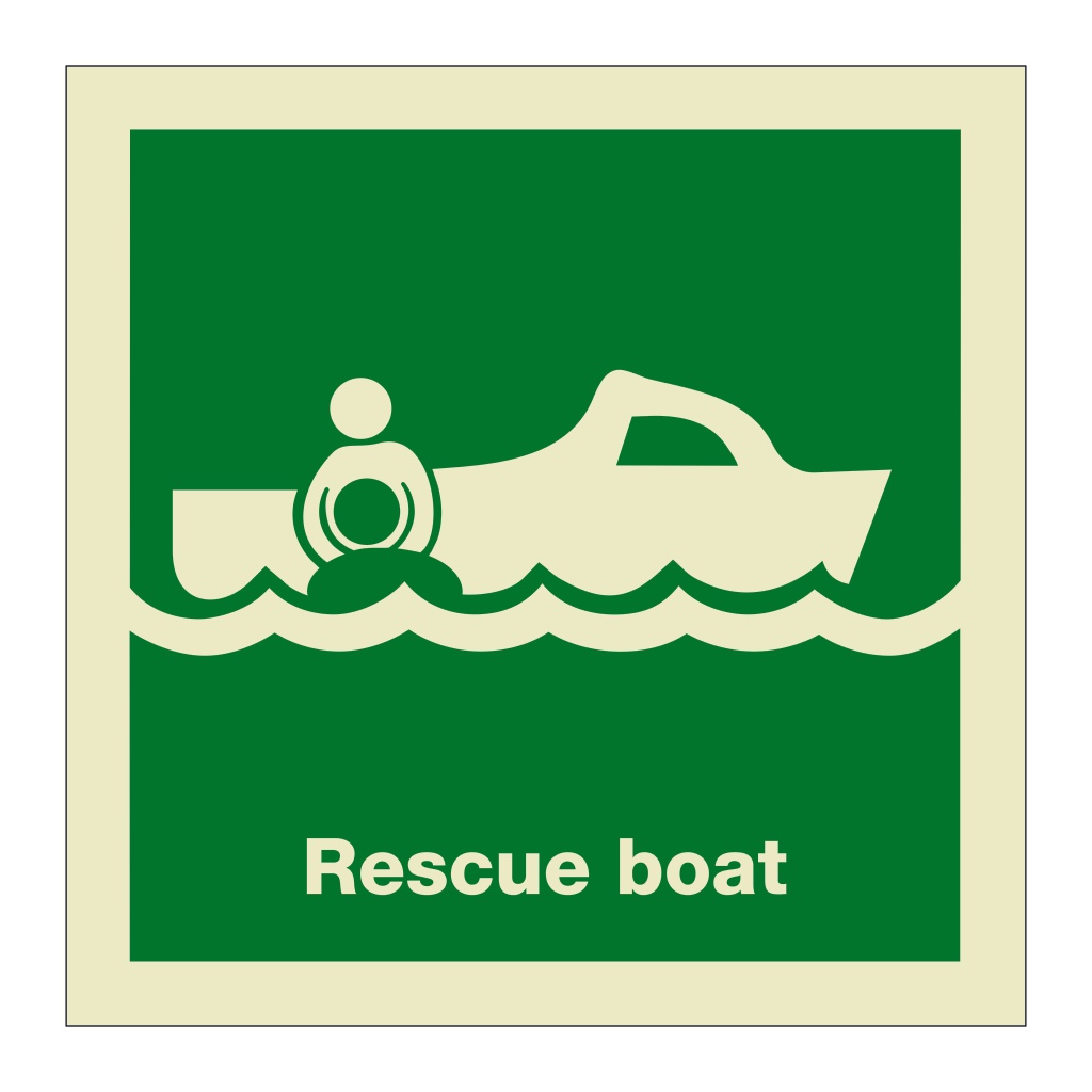 Rescue boat with text (Marine Sign) | British Safety Signs