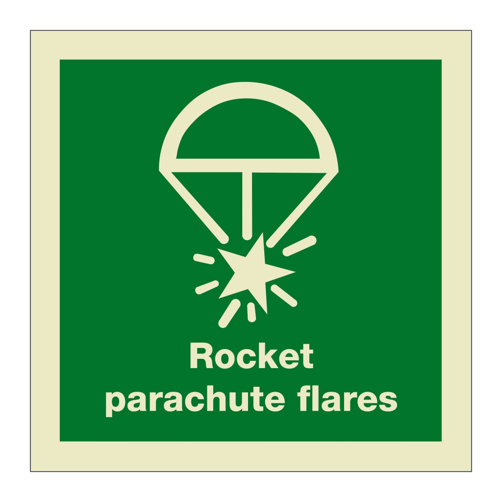 Rocket Parachute Flares with Text (Marine Sign) | British Safety Signs