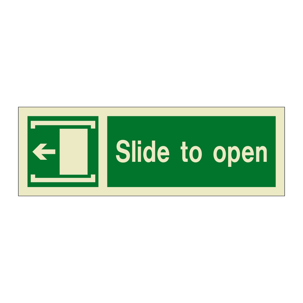 Slide to open with left directional arrow & symbol (Marine Sign ...