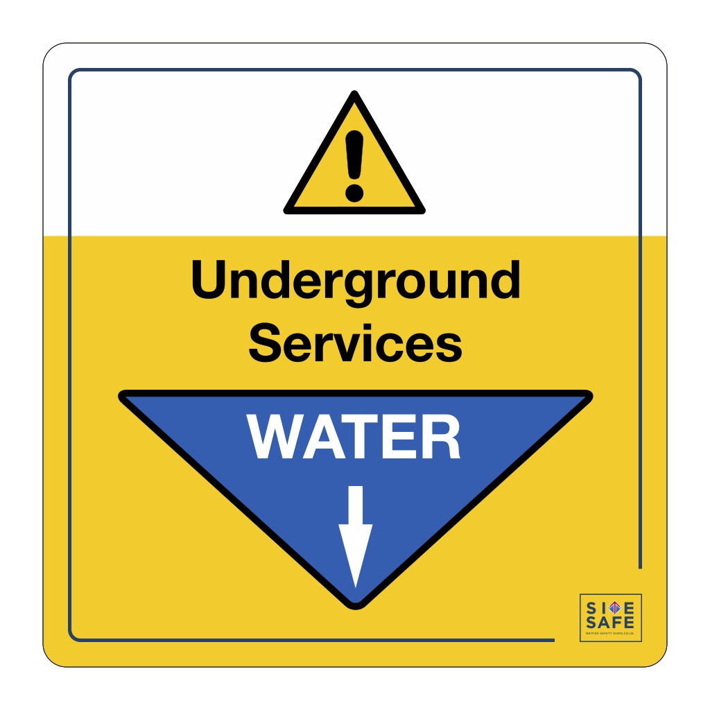 Site Safe - Underground services Water sign | British Safety Signs