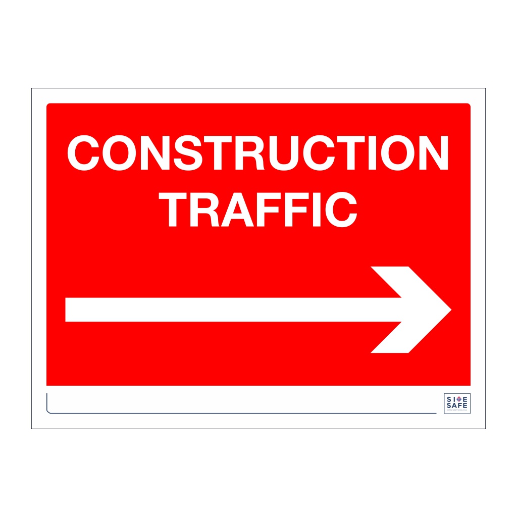 Site Safe - Construction traffic Arrow Right sign|British Safety Signs