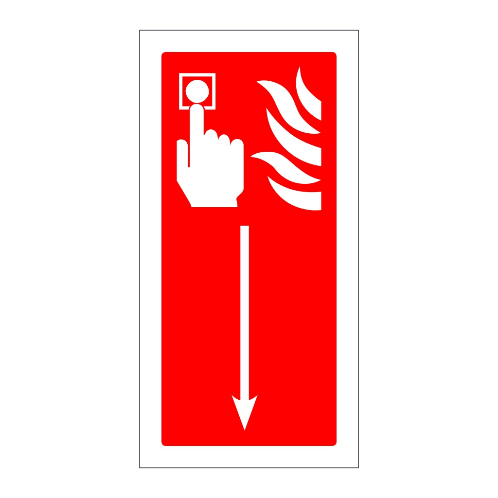 Fire alarm call point arrow down sign | British Safety Signs