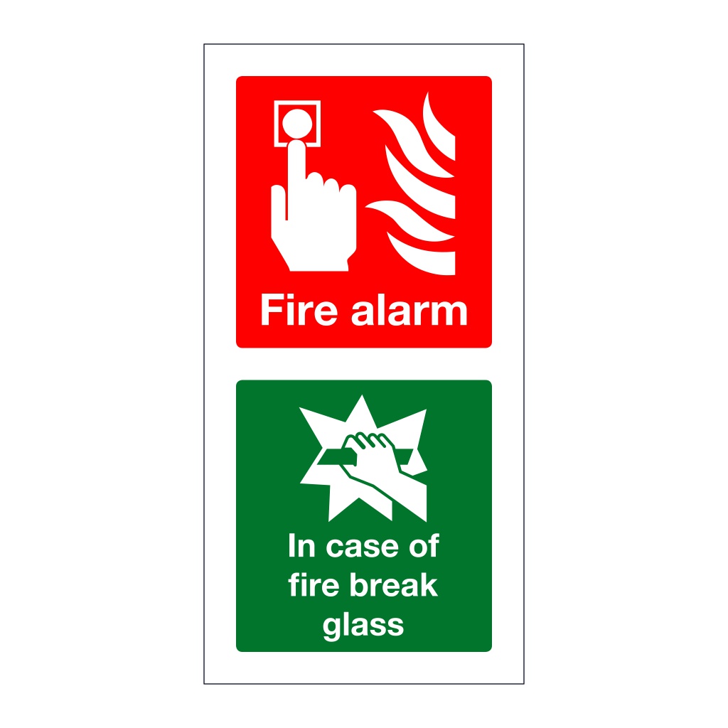Fire alarm incase of fire break glass sign | British Safety Signs