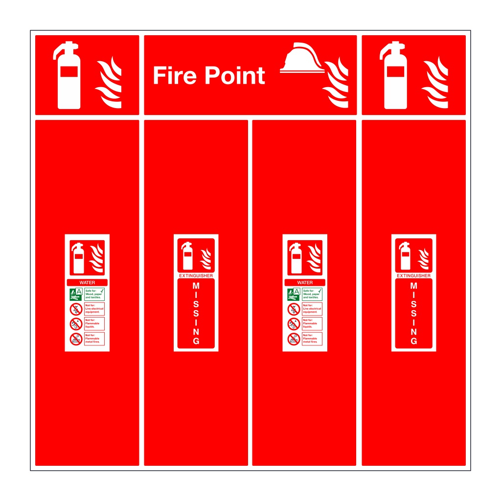 Water fire extinguisher double location board | British Safety Signs