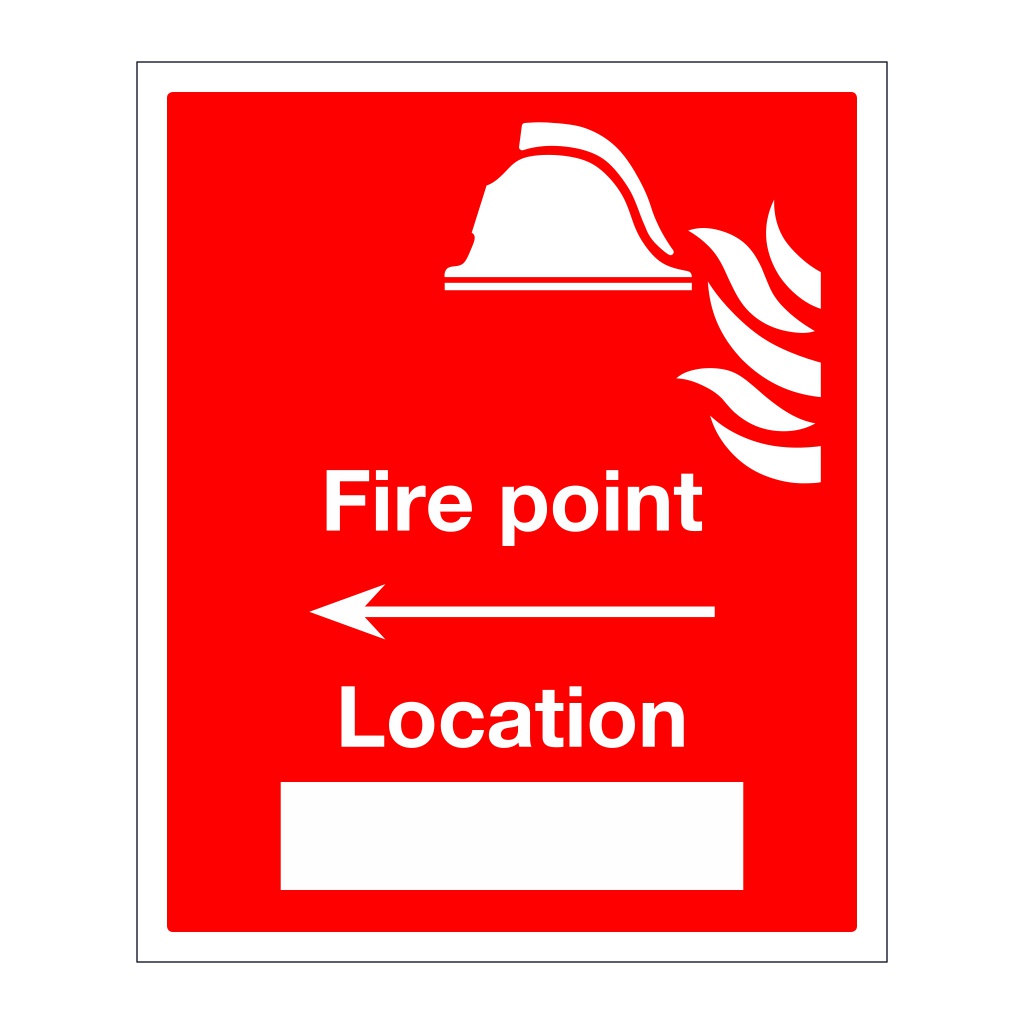 Fire Point location arrow left sign | British Safety Signs
