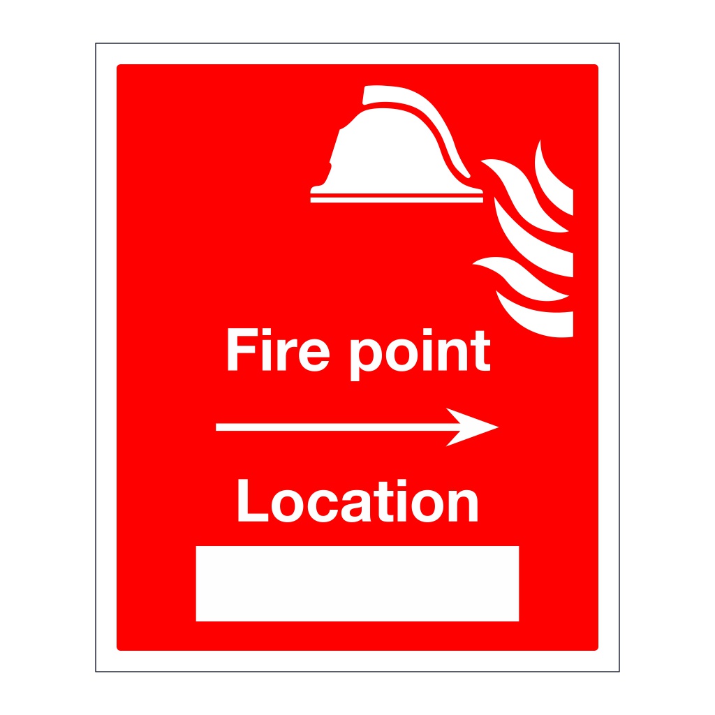 Fire Point location arrow right sign | British Safety Signs
