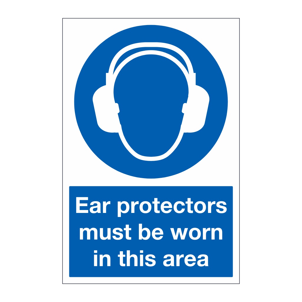Ear protectors must be worn in the area sign | British Safety Signs