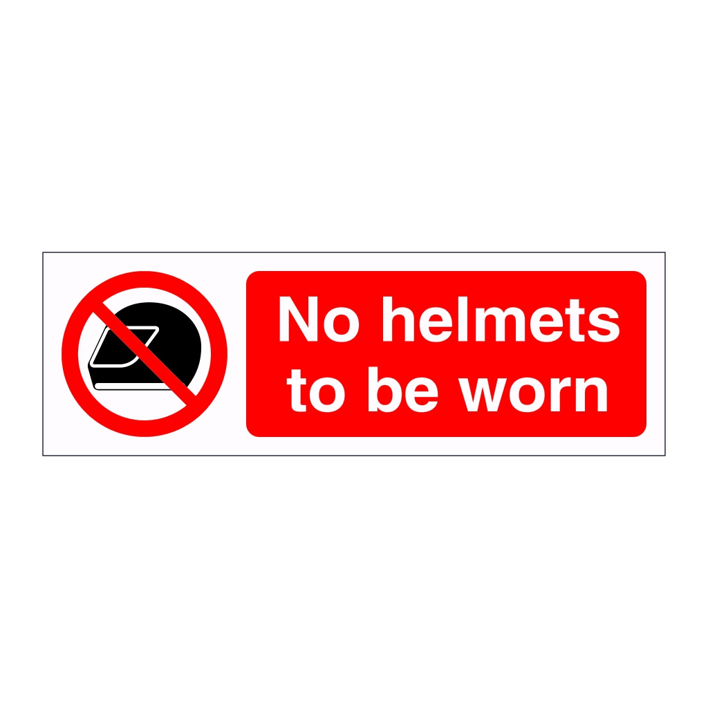 No helmets to be worn sign | British Safety Signs