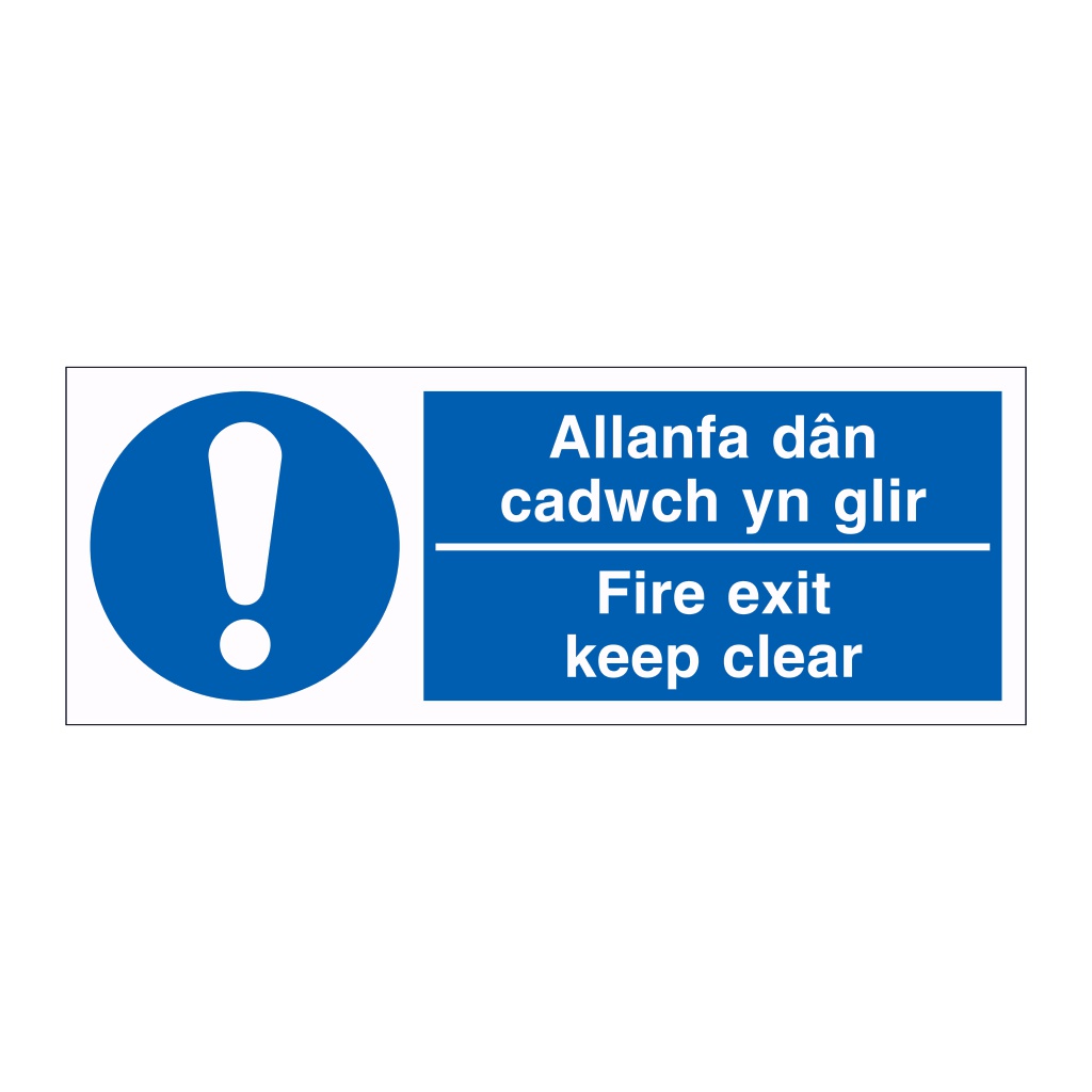Fire exit keep clear English/Welsh sign | British Safety Signs