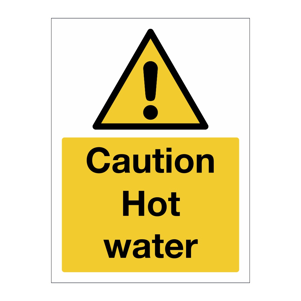 Caution Hot water sign | Manufactured by British Safety Signs