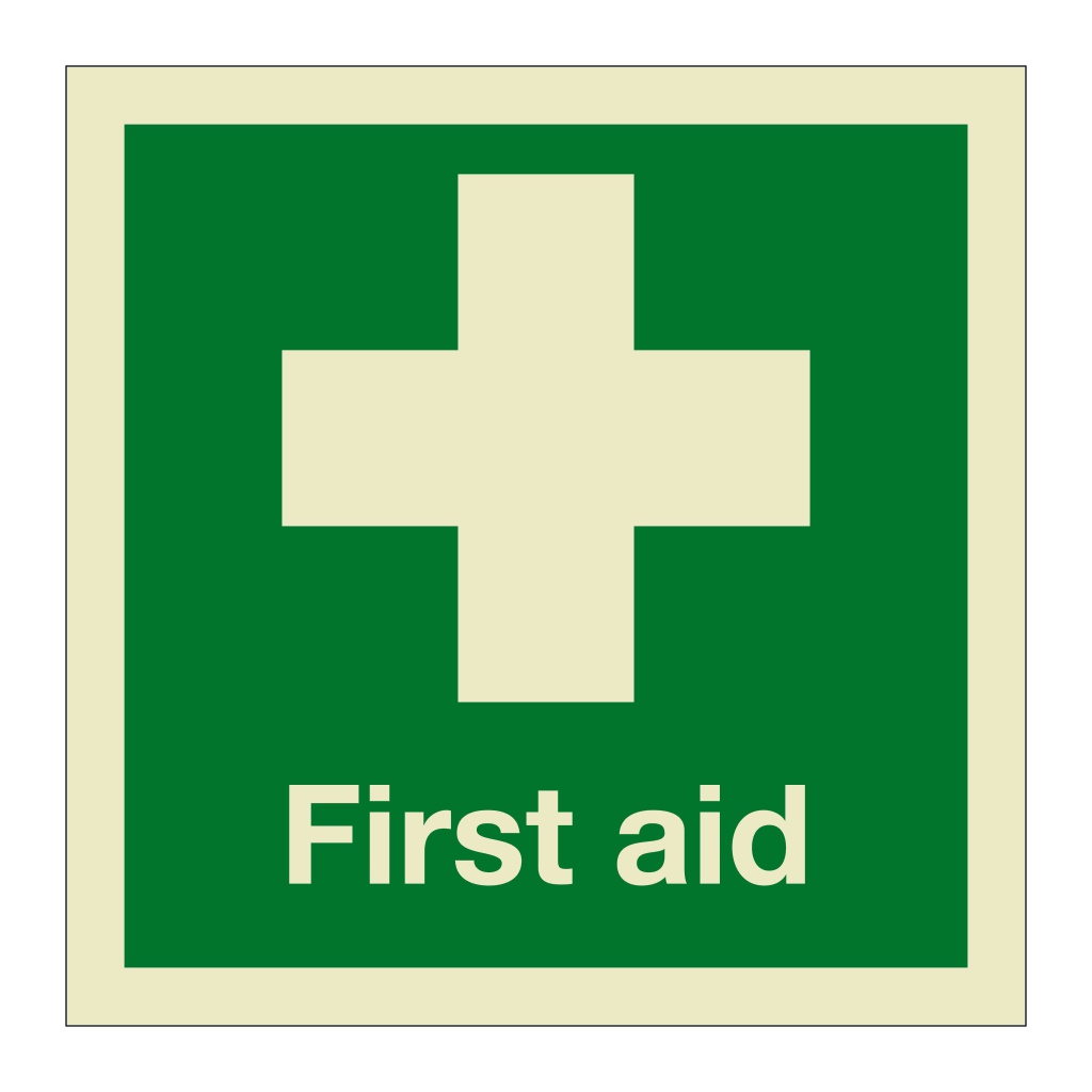 First aid with text (Marine Sign) | British Safety Signs