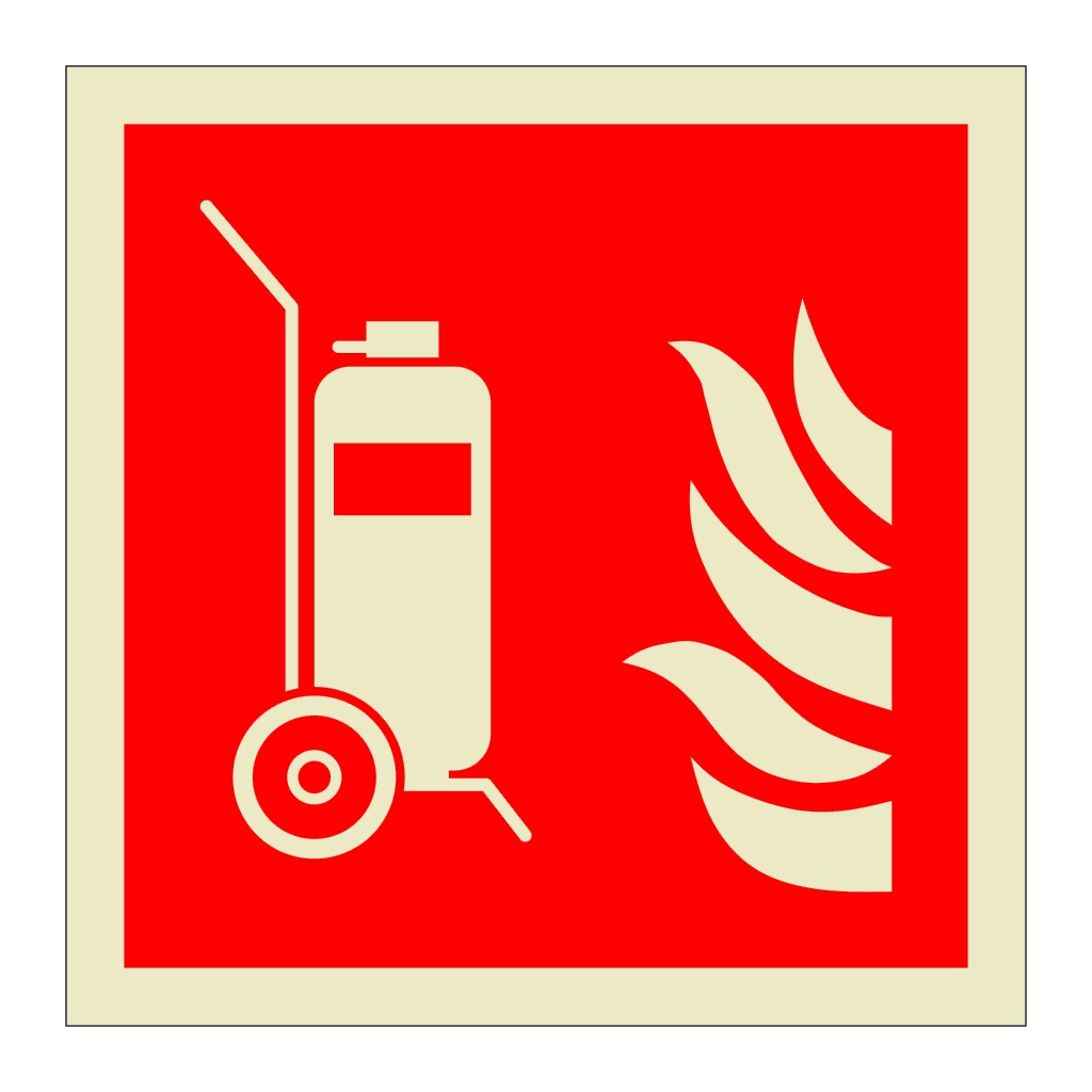 Wheeled fire extinguisher symbol (Marine Sign) | British Safety Signs