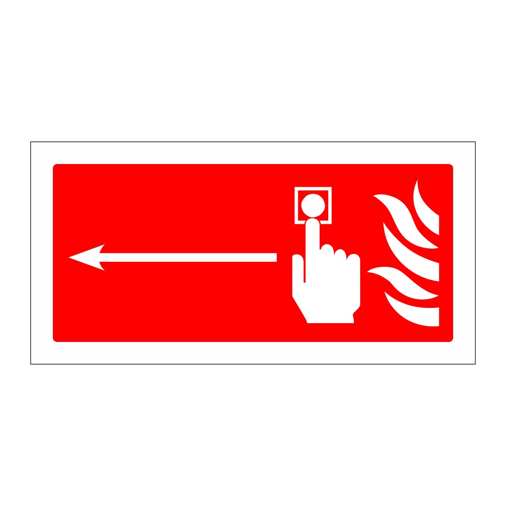 Fire alarm call point arrow left sign | British Safety Signs