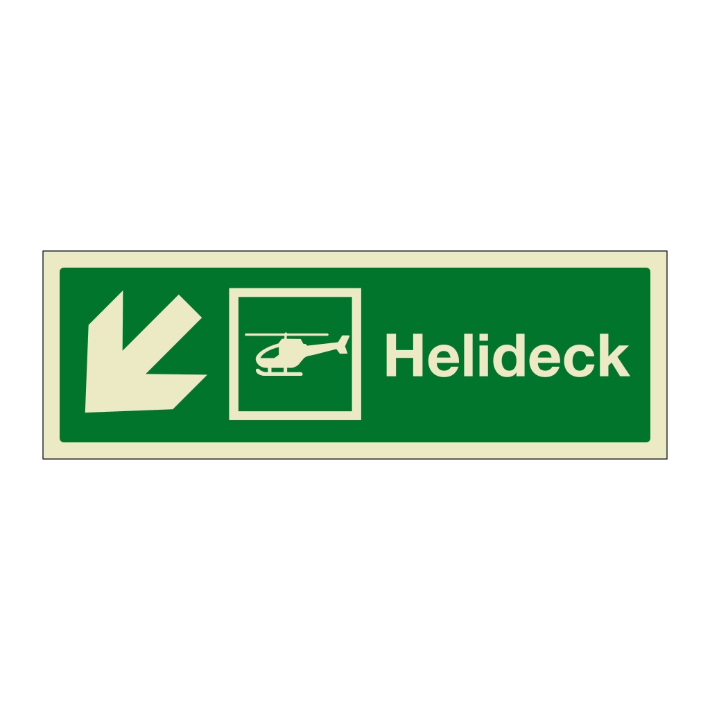 Helideck with down left directional arrow (Marine Sign) | BSS