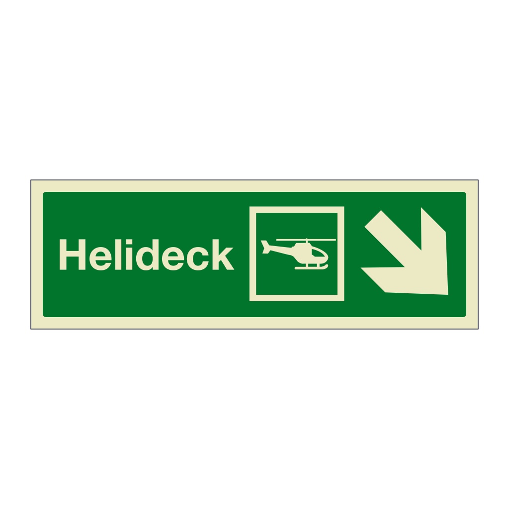 Helideck with down right directional arrow (Marine Sign) | BSS