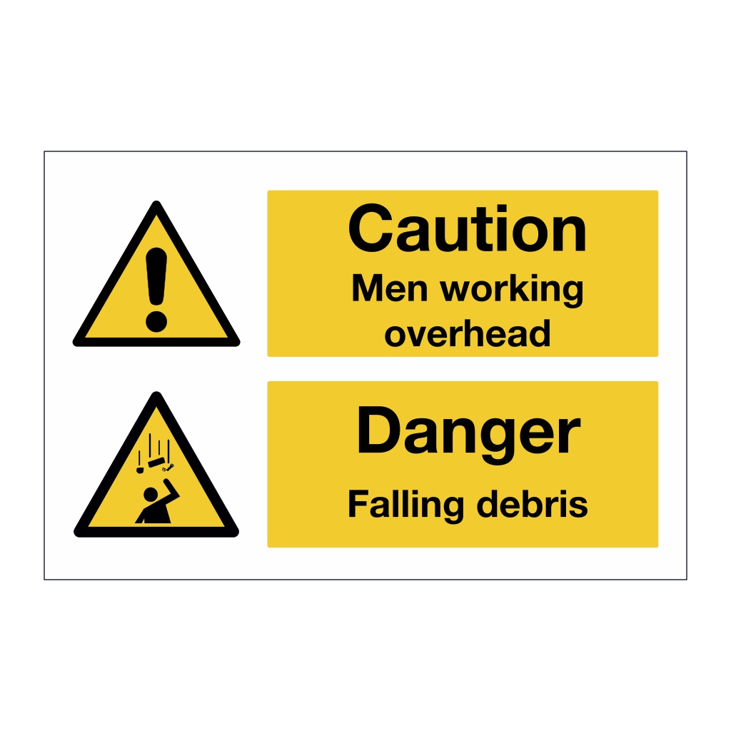 Caution Men working overhead Danger Falling Debris sign | BSS