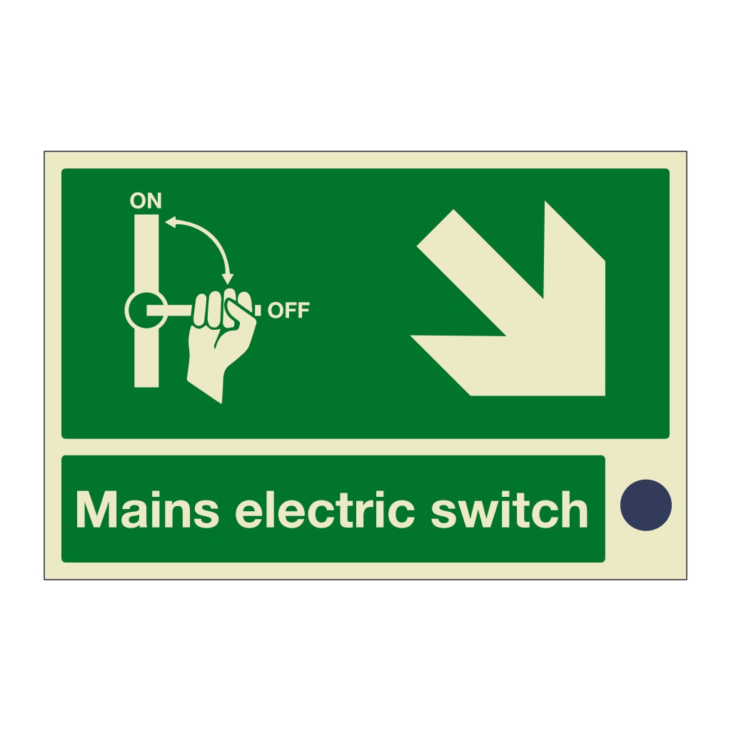 Mains electric switch with down right arrow sign | BSS