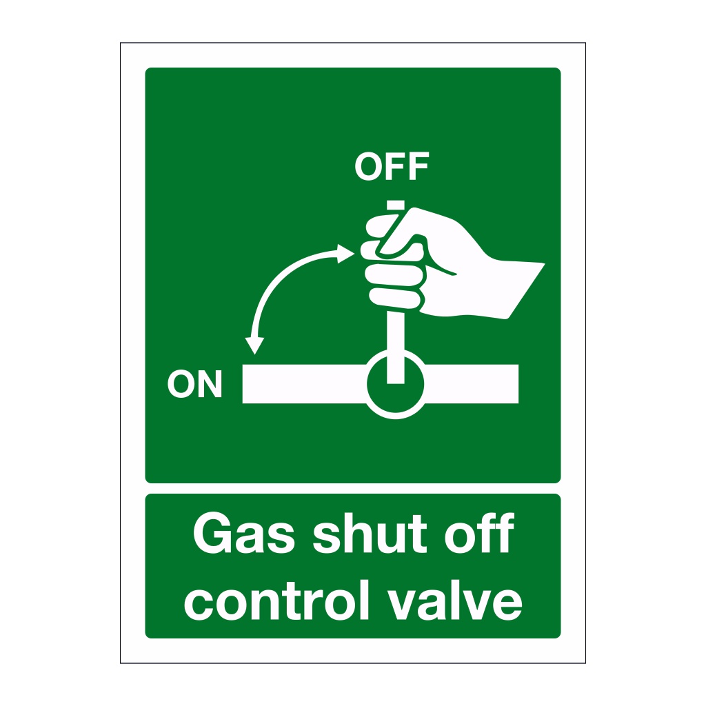 Gas shut off control valve sign | British Safety Signs