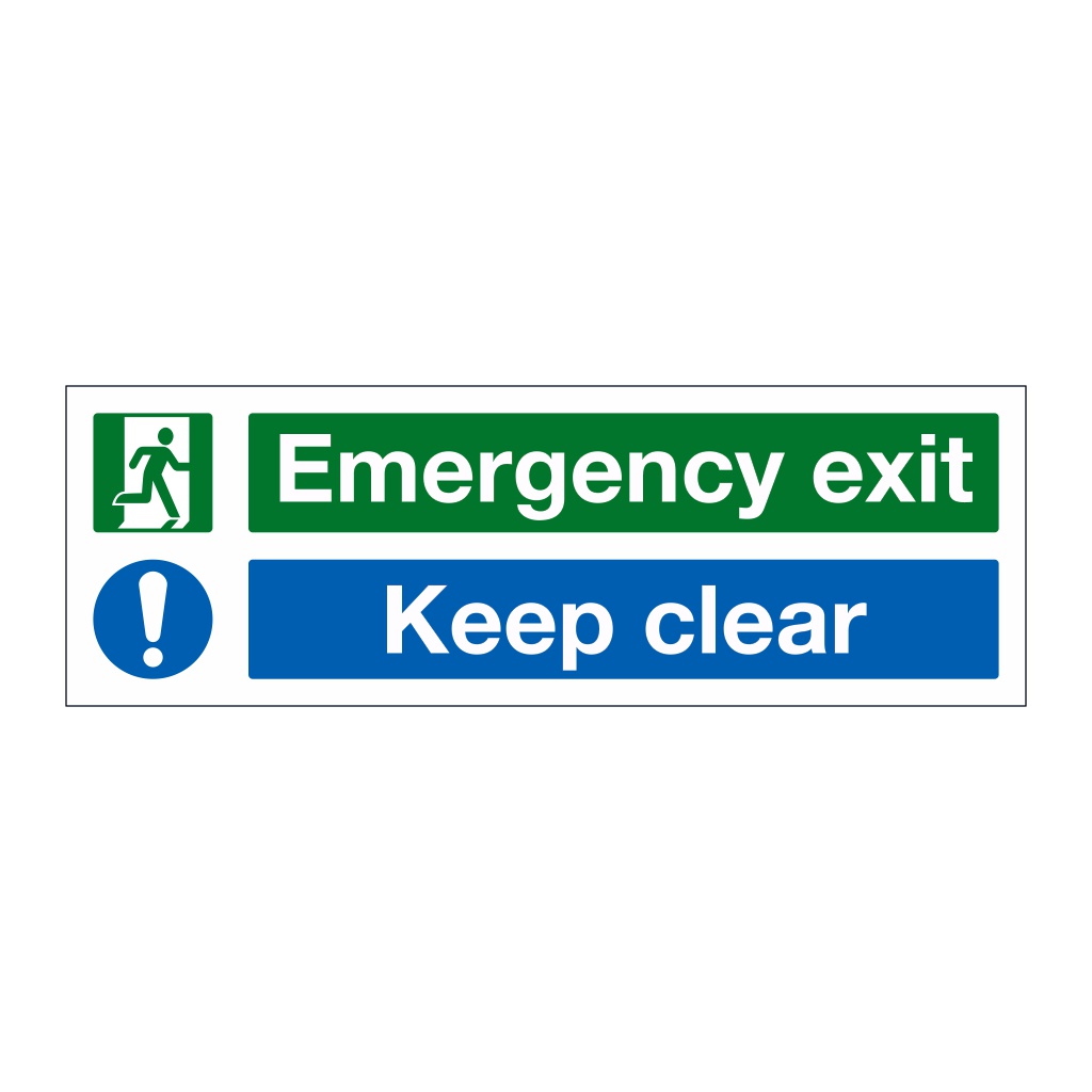 Emergency exit keep clear sign | Manufactured by British Safety Signs