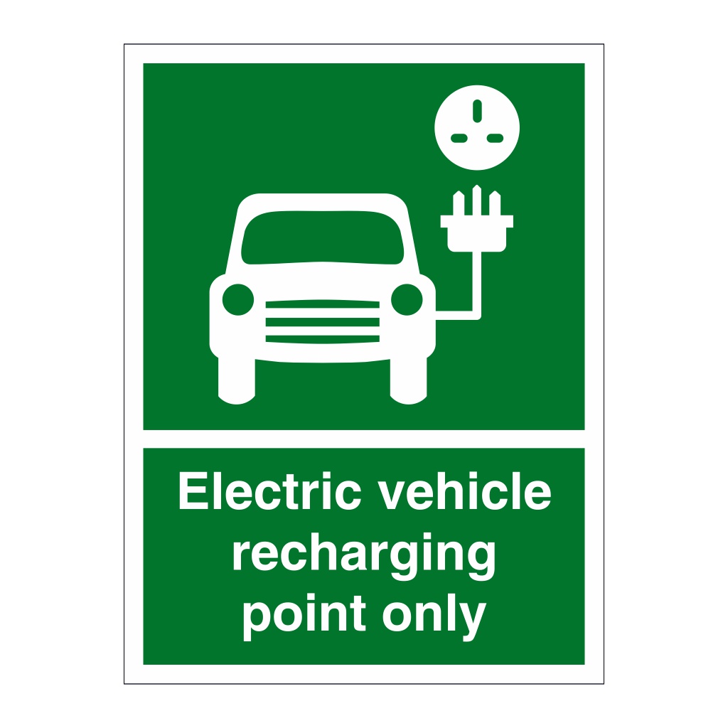 Electric vehicle recharging point only sign | British Safety Signs