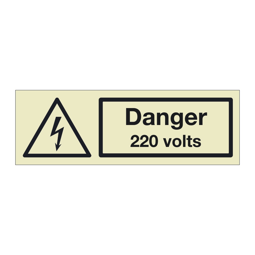 Danger 220 volts (Marine Sign) | British Safety Signs