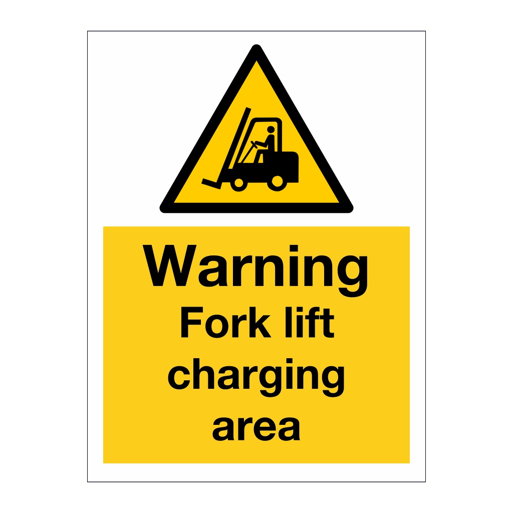 Warning Fork Lift truck charging area sign | British Safety Signs