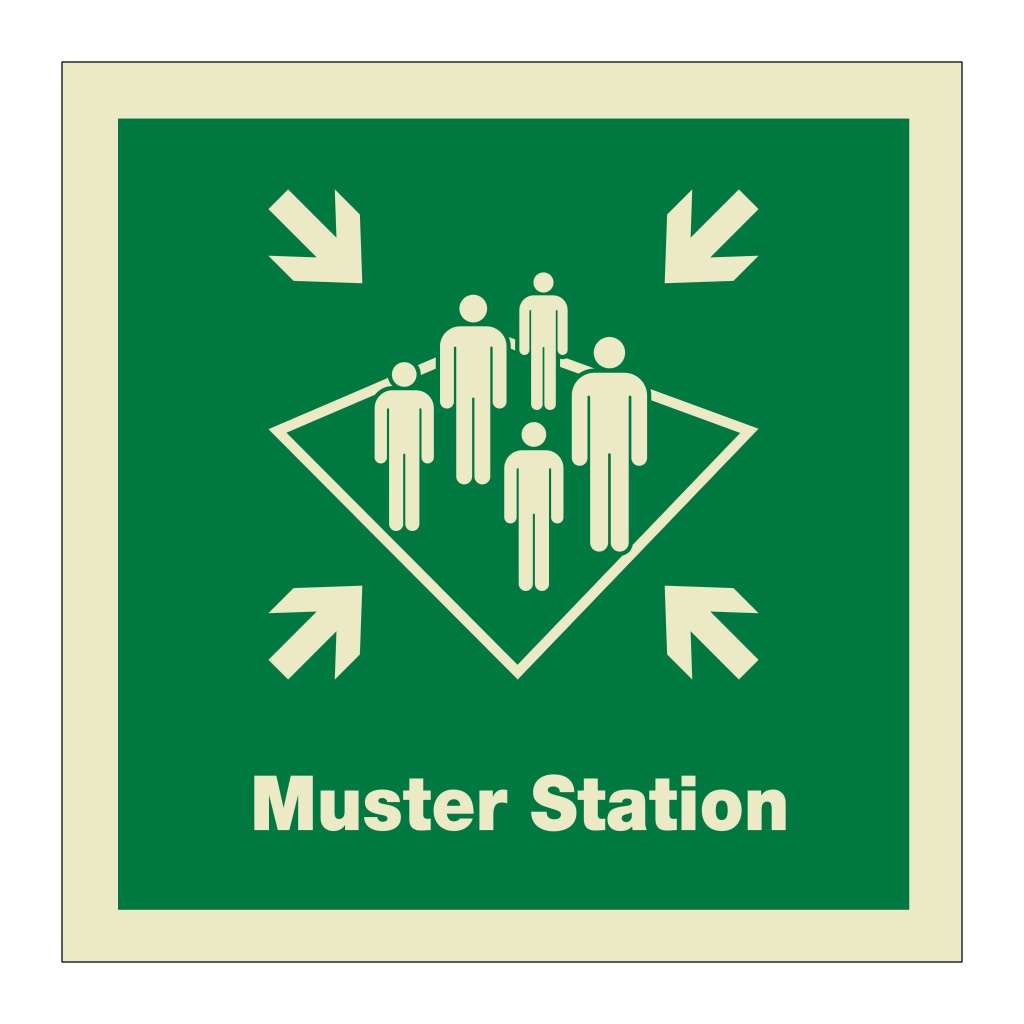 Muster station with text 2019 (Marine Sign) | British Safety Signs