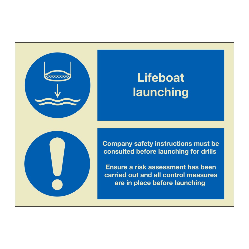 Lifeboat launching instruction sign | British Safety Signs