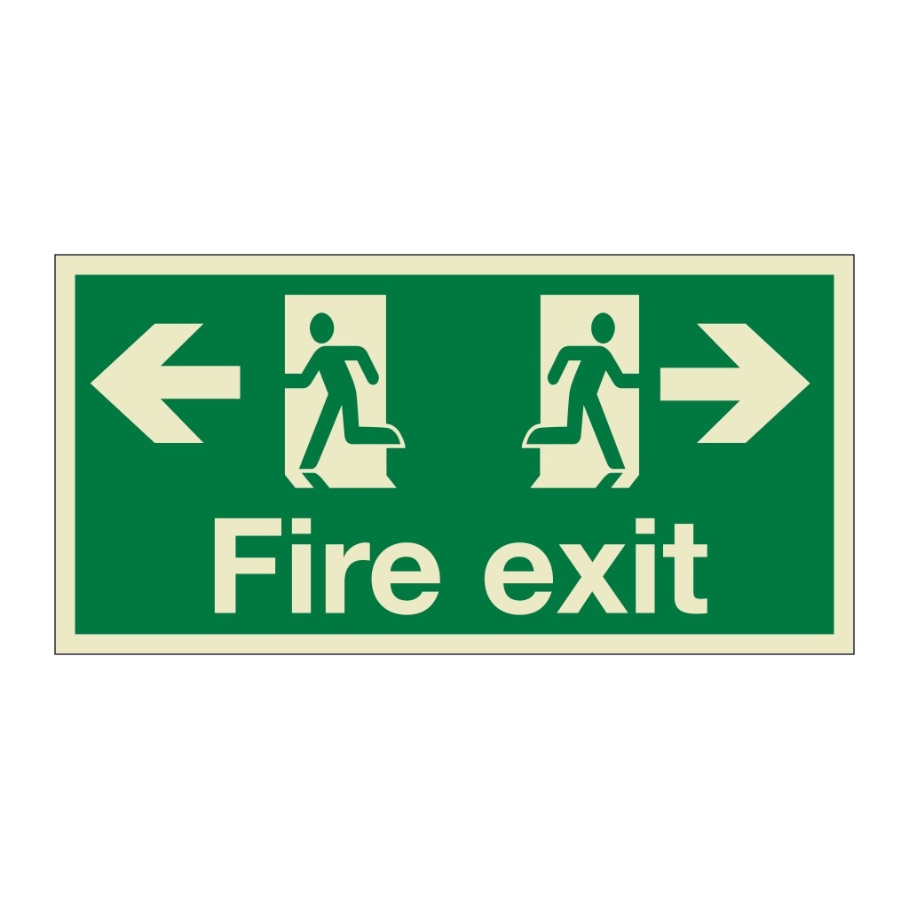 Fire exit running man left and right sign | British Safety Signs