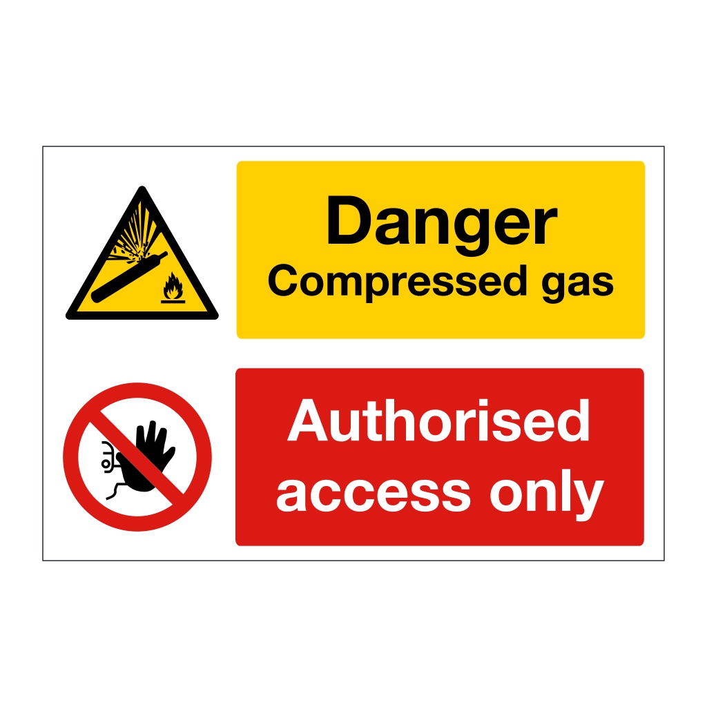 Danger Compressed gas, Authorised access only sign | British Safety Signs