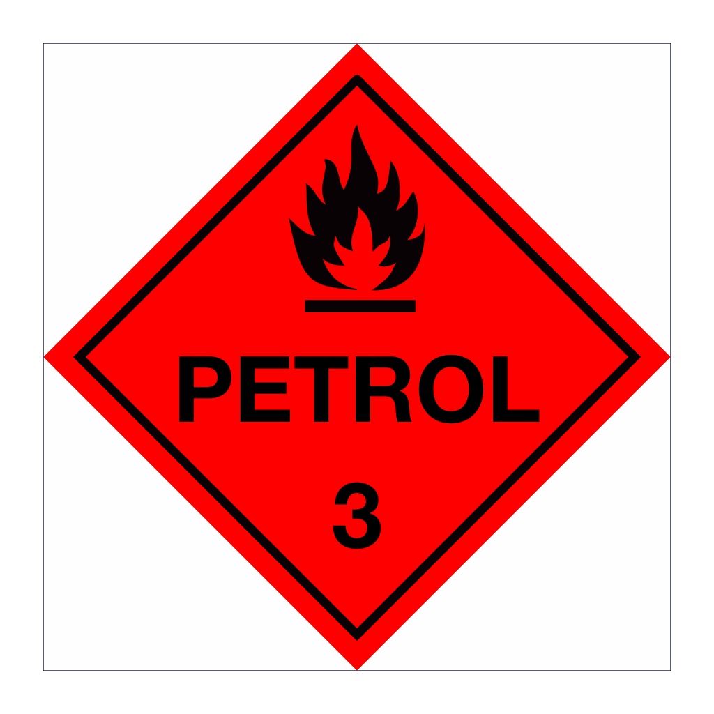 Flammable Petrol Class 3 hazard warning diamond sign | BSS