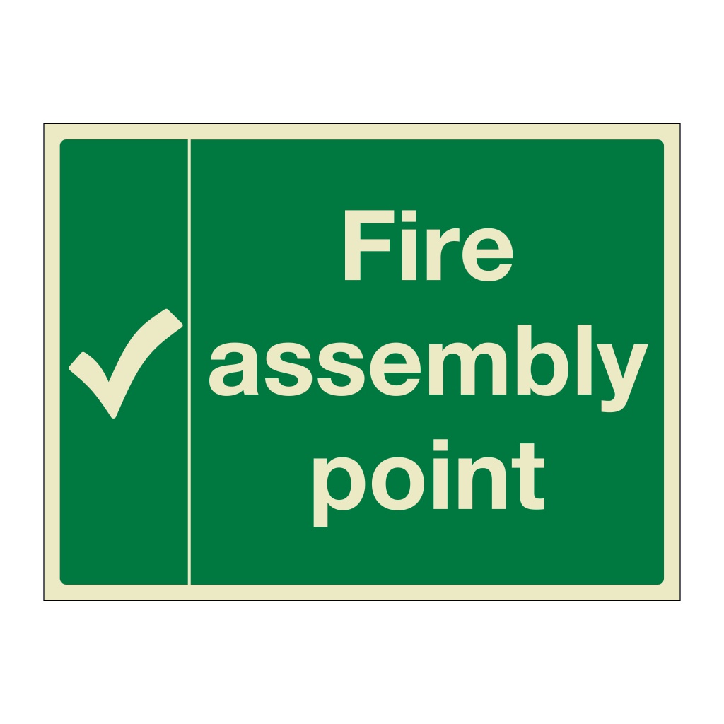 Fire Assembly Point with tick sign | British Safety Signs