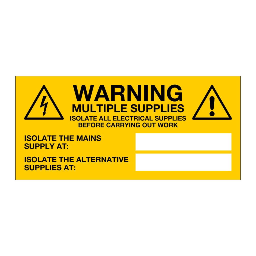 Warning Multiple supplies sign | British Safety Signs