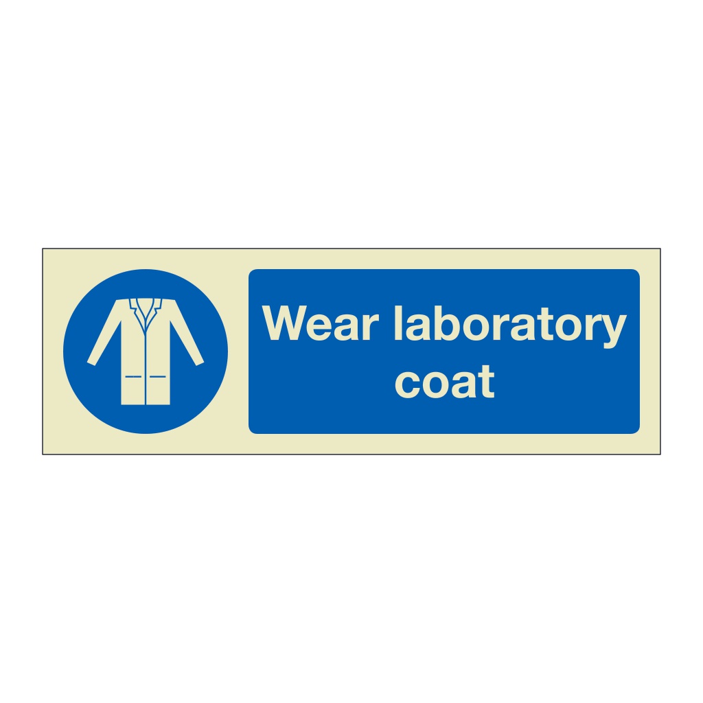 Wear laboratory coat (Marine Sign) | British Safety Signs