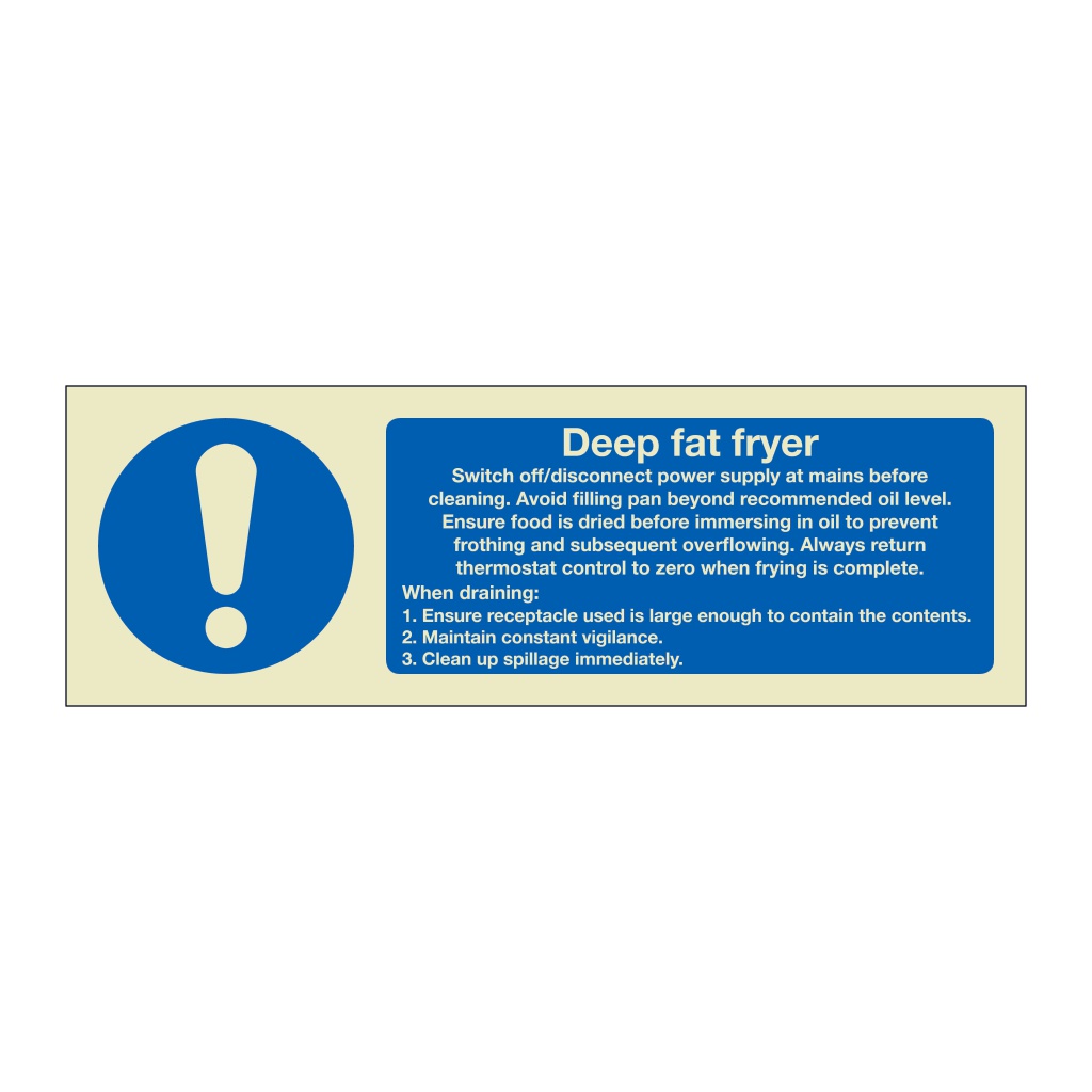 Deep fat fryer instructions (Marine Sign) | British Safety Signs