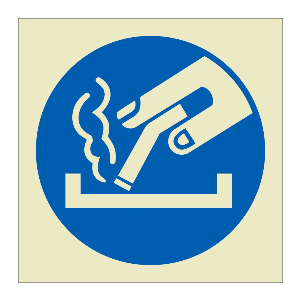 Dispose of cigarette in ashtray Symbol (Marine Sign) | British Safety Signs