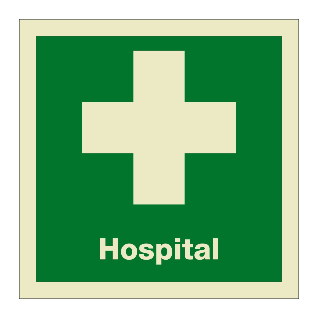 Hospital with text (Marine Sign) | British Safety Signs