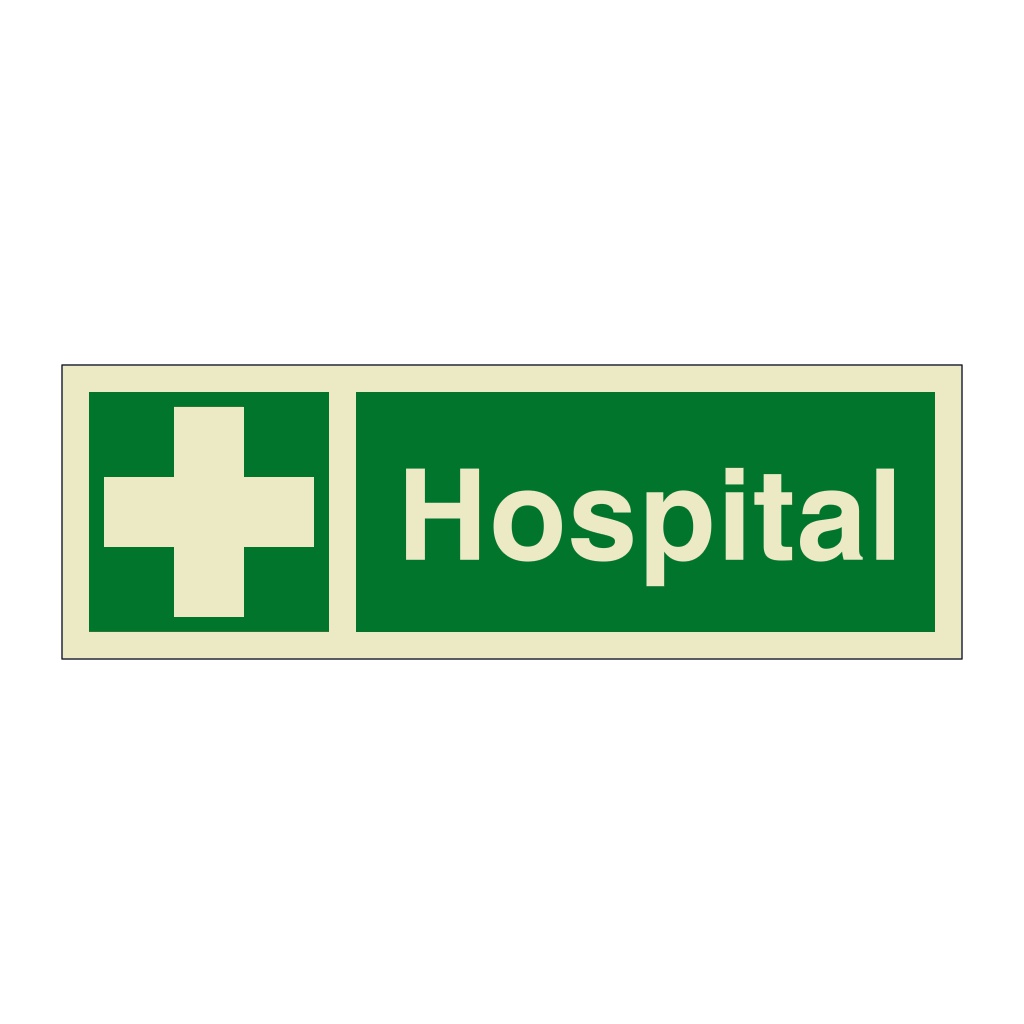 Hospital with text (Marine Sign) | British Safety Signs